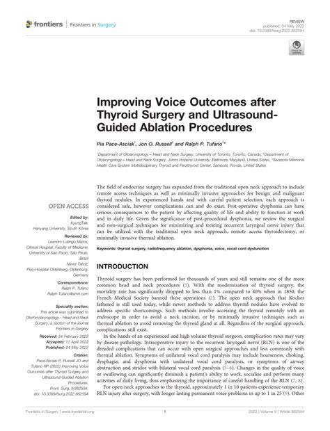 Pdf Improving Voice Outcomes After Thyroid Surgery And Ultrasound