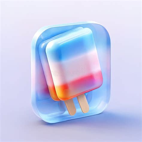 Icon Of Popsicle Glossy Glass Style Stock Illustration Illustration