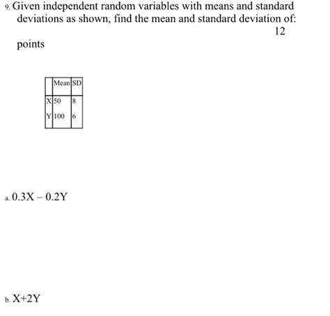 Solved Given Independent Random Variables With Means And