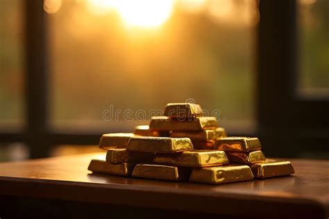 Gold Bars Stacked On Top Of Each Other With A Stock Investment Graph