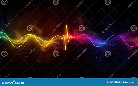 Rainbow Colored Waves Moving Through Dark Space Electromagnetic