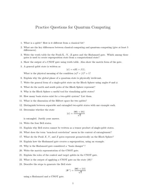 Quantum Computing Problems Pdf Theoretical Computer Science
