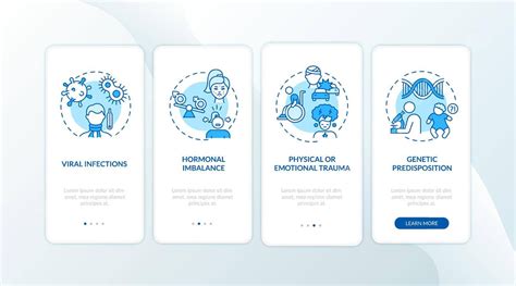 Onboarding Mobile App Page Screen With Concepts Illustrating Cfs Causes Vector Syndrome Design