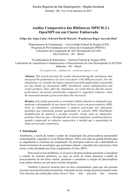 Pdf Análise Comparativa Das Bibliotecas Mpich 2 E Openmpi Em Um