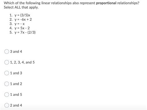 Solved Which Of The Following Linear Relationships Also