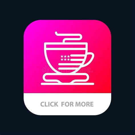 Tea Cup Coffee Usa Mobile App Button Android And Ios Line Version Stock Vector