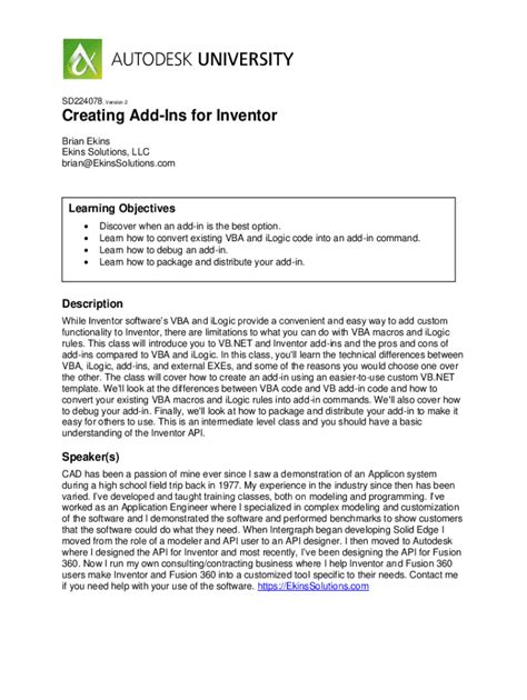 fillable online how to write an inventor add in mod the machine