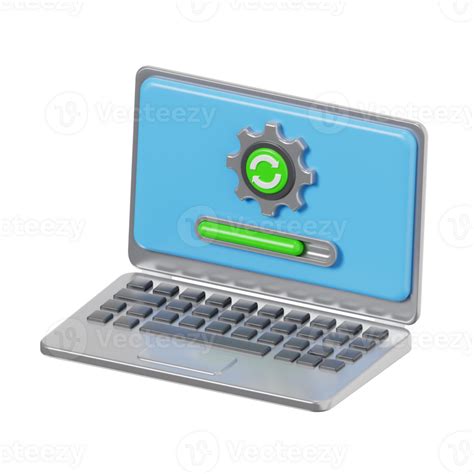 Laptop With Gear Icon And Green Update Progress Bar 59031505 Png