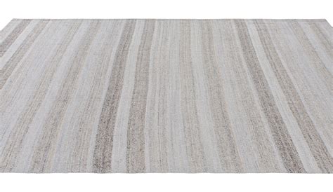 Handwoven Wool Rug In Mist Grey With Subtle Horizontal Striations Luxe Rugs