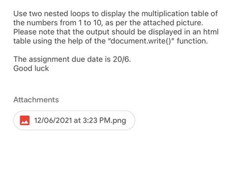 Solved Use Two Nested Loops To Display The Multiplication