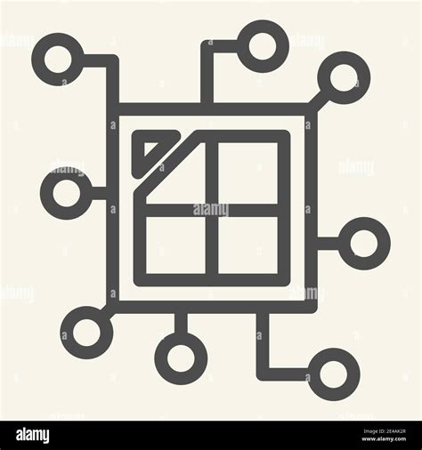 Cpu Chip Line Icon Processor Vector Illustration Isolated On White