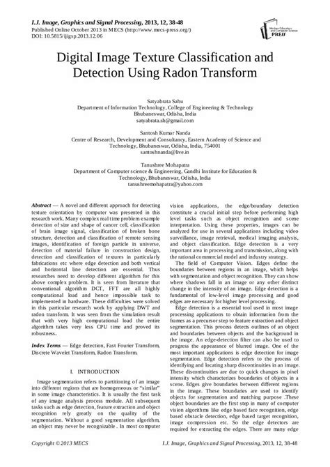 digital image texture classification and detection using radon