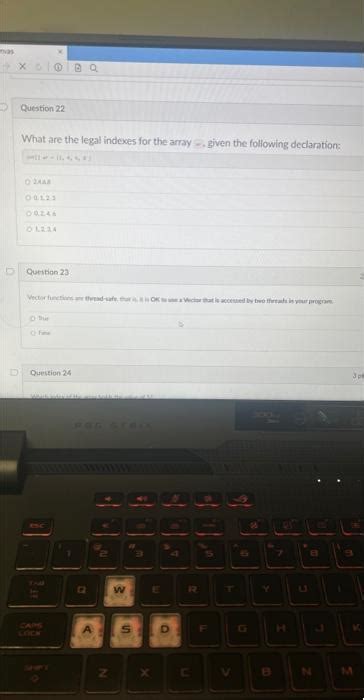 What Are The Legal Indeces For The Array Given The