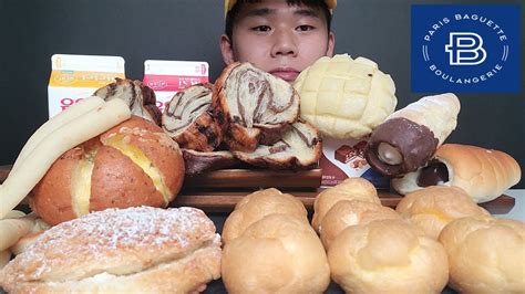 Asmr 파리바게트🗼 내가 좋아하는빵🍞 먹방초코소라빵프로피테롤생크림소보로메론빵치즈떡초코페스츄리양파꽃 서울우유 너티