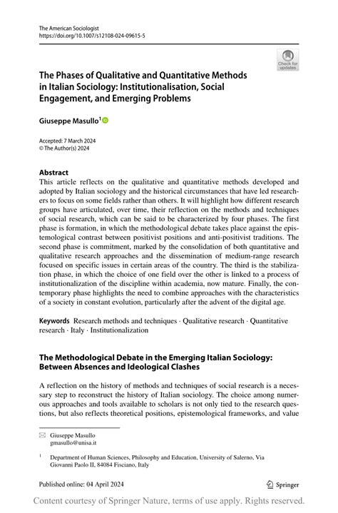 Pdf The Phases Of Qualitative And Quantitative Methods In Italian Sociology
