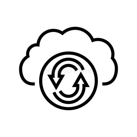 data synchronization cloud computing line icon vector illustration