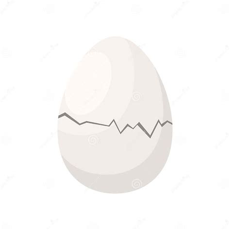 Crack In Fragile Shell Of Oval Hens Egg Breaks Into Sections Stock