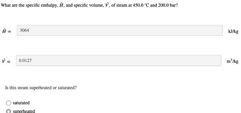 solved what are the specific enthalpy h and specific