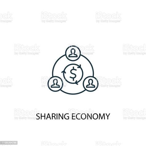 공유 경제 개념 선 아이콘입니다 간단한 요소 그림입니다 공유 경제 개념 개요 기호 디자인입니다 웹 및 모바일 Uiux에 사용할 수 있습니다 개념에 대한 스톡 벡터 아트 및
