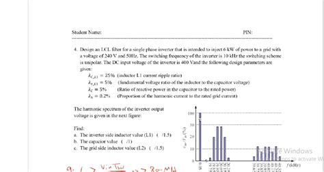 Solved 4 Design An Lcl Filter For A Single Phase Inverter