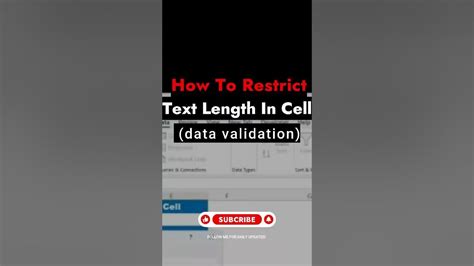 How To Restrict Text Length In A Cell Using Data Validation Excel