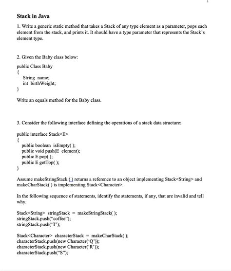 Solved Stack In Java 1 Write A Generic Static Method That