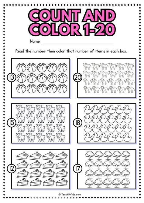 Free 1 20 Counting Worksheets Teach Prints