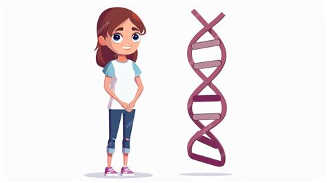Young Girl Exploring Genetics In A Colorful Cartoon Vector Illustration