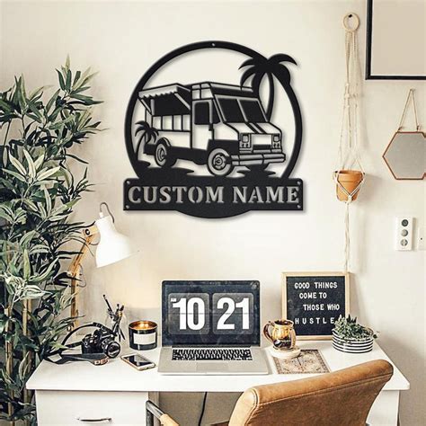 Custom Food Truck Metal Sign With Led Lights Personalized Food Truck