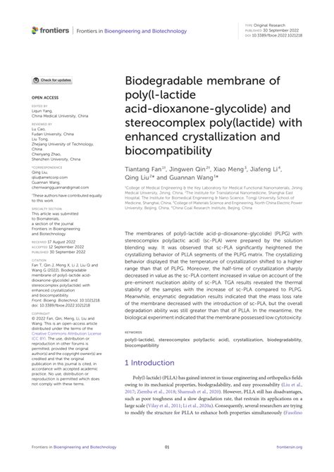 Pdf Biodegradable Membrane Of Polyl Lactide Acid Dioxanone Glycolide