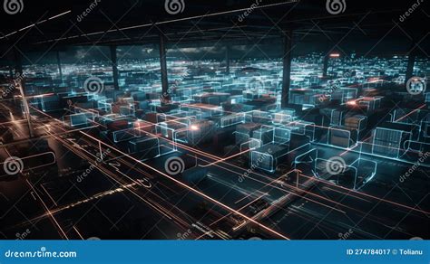 Optimizing Global Shipping Routes With Huid And Ai Stock Illustration