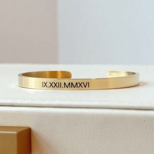 Custom Roman Numerals Bracelet Personalized Jewelry With Date Roman