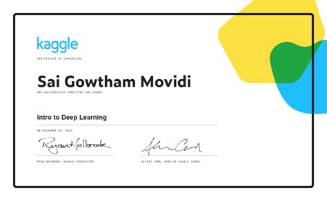 Sai Gowtham Movidi Completed The Intro To Deep Learning Course On Kaggle