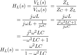 LC Circuit Parallel And Series Circuits Equations Transfer Function Electrical U