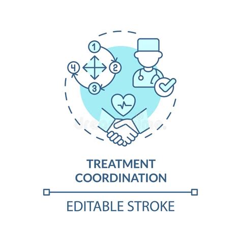 2d Thin Line Blue Icon Treatment Coordination Concept Stock Vector