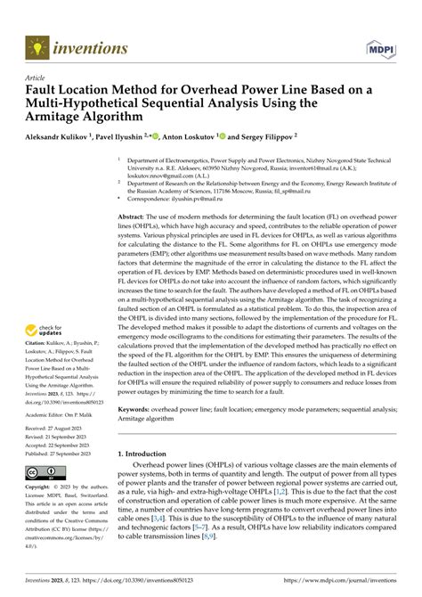 Pdf Fault Location Method For Overhead Power Line Based On A Multi