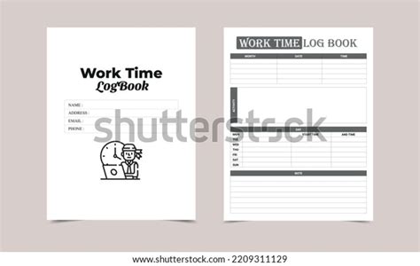 printable work time logbook time log stock vector royalty free