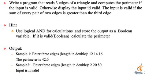Solved Write A Program That Reads 3 Edges Of A Triangle And