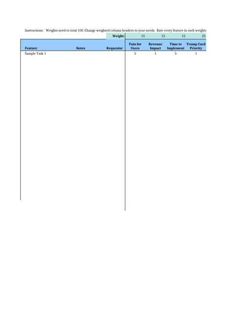 Product Feature Prioritization Matrix Pdf Computing
