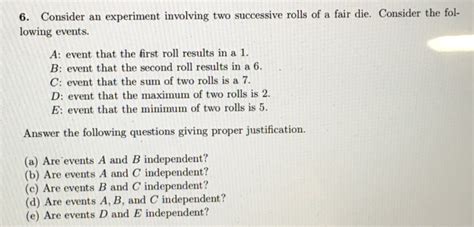 solved 6 consider an experiment involving two successive