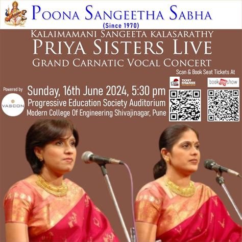 Priya Sisters Live Grand Carnatic Vocal Concert Pes Modern College Of Engineering Pune 16