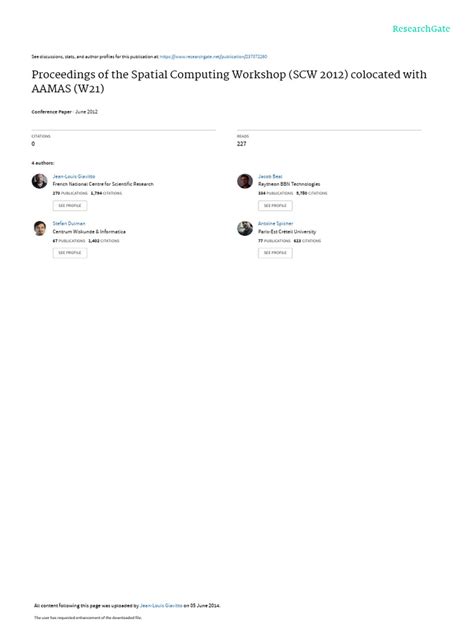 W21 Workshop On Spatial Computing Scw Proceedings 2012 Pdf Scripting Language Simulation