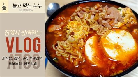 Eng 브이로그 Vlog L 9 다양한게 먹은 줄 알았지만 라면 열심히 먹기짜장밥 라면 순두부열라면 두부부침 땡초김밥 Youtube