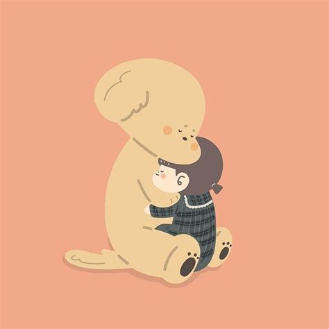 힘든날 위로가 되는 존재 강아지 일러스트 Illustration Background images Cute