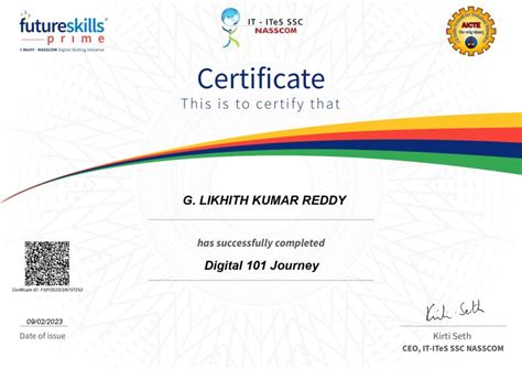 G Likhith Kumar Reddy On Linkedin Digitalskills Futureskillsprime Nasscom