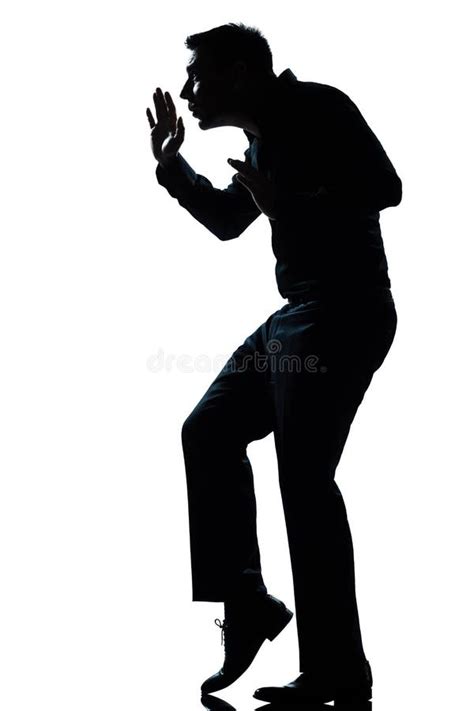 Silhouette Man Walking Tiptoe Quietly Full Length Stock Image Image 21379371