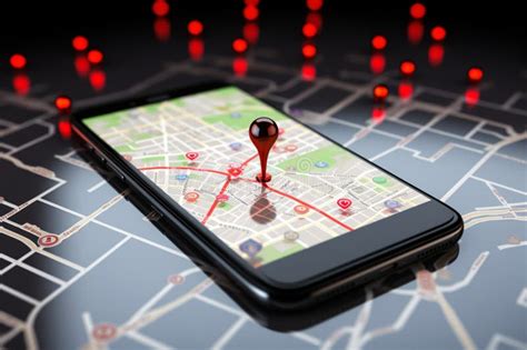 Digital Guidance Map With Red Pointers Outlines Route On Smartphone