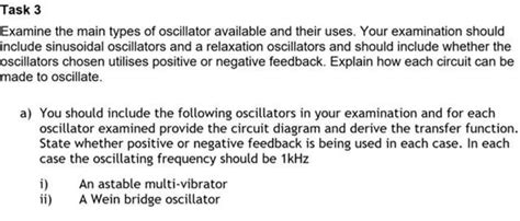 Solved Examine The Main Types Of Oscillator Available And Chegg