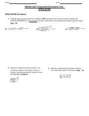 Unit Test Exponential Functions Application Pdf Name Date MCR U Unit Exponential