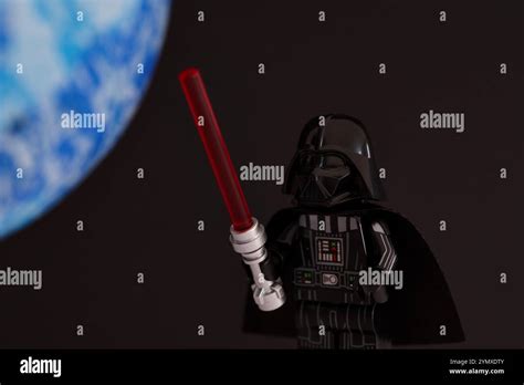 Tambov Russian Federation November 14 2024 Lego Darth Vader Minifigure With Lightsaber